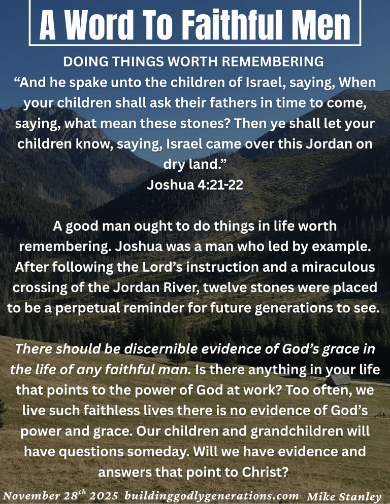 A Word To Faithful Men – November 2025 – Building Godly Generations